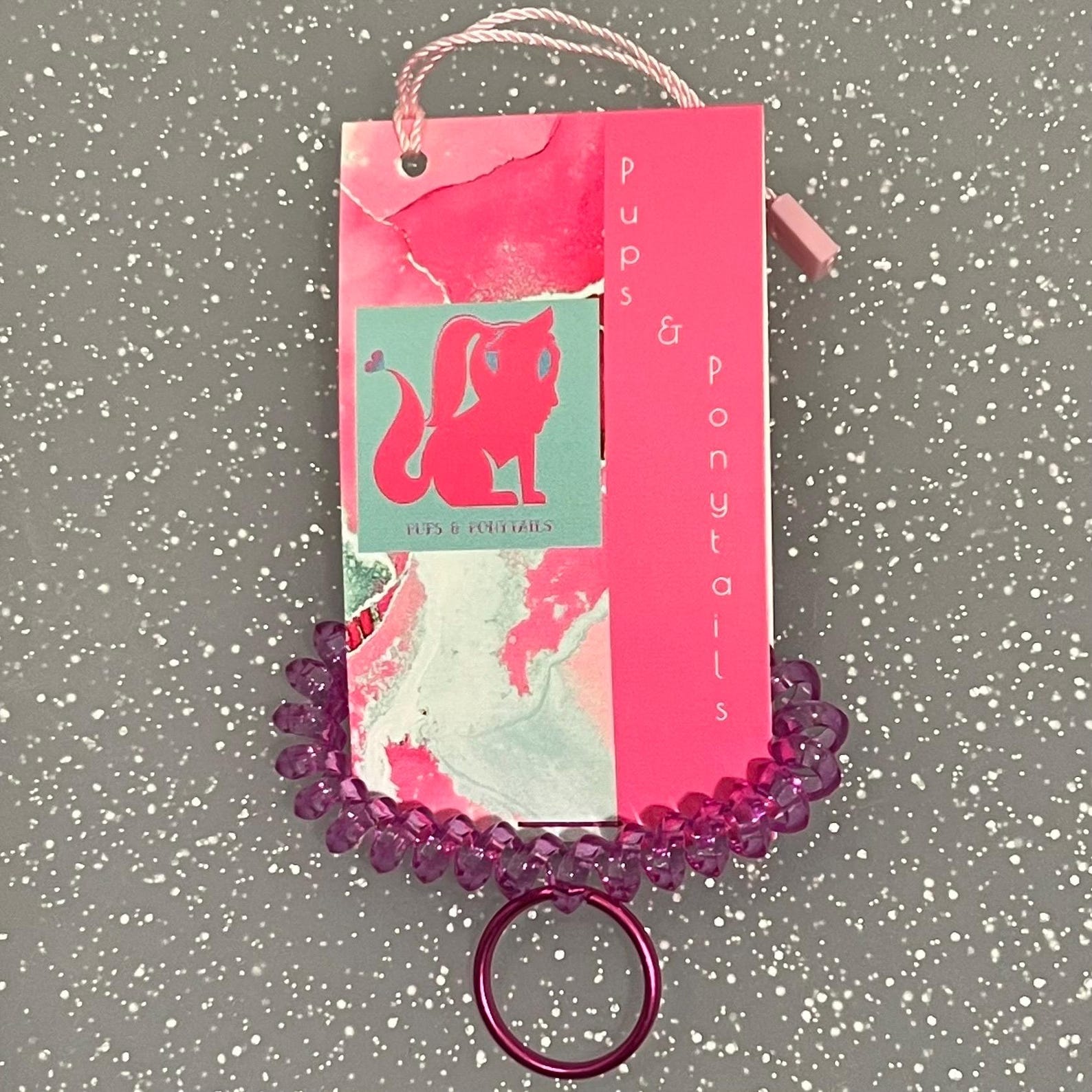 Spiral Keychain Purple Keychain Holographic Telephone Cord Keychain ...