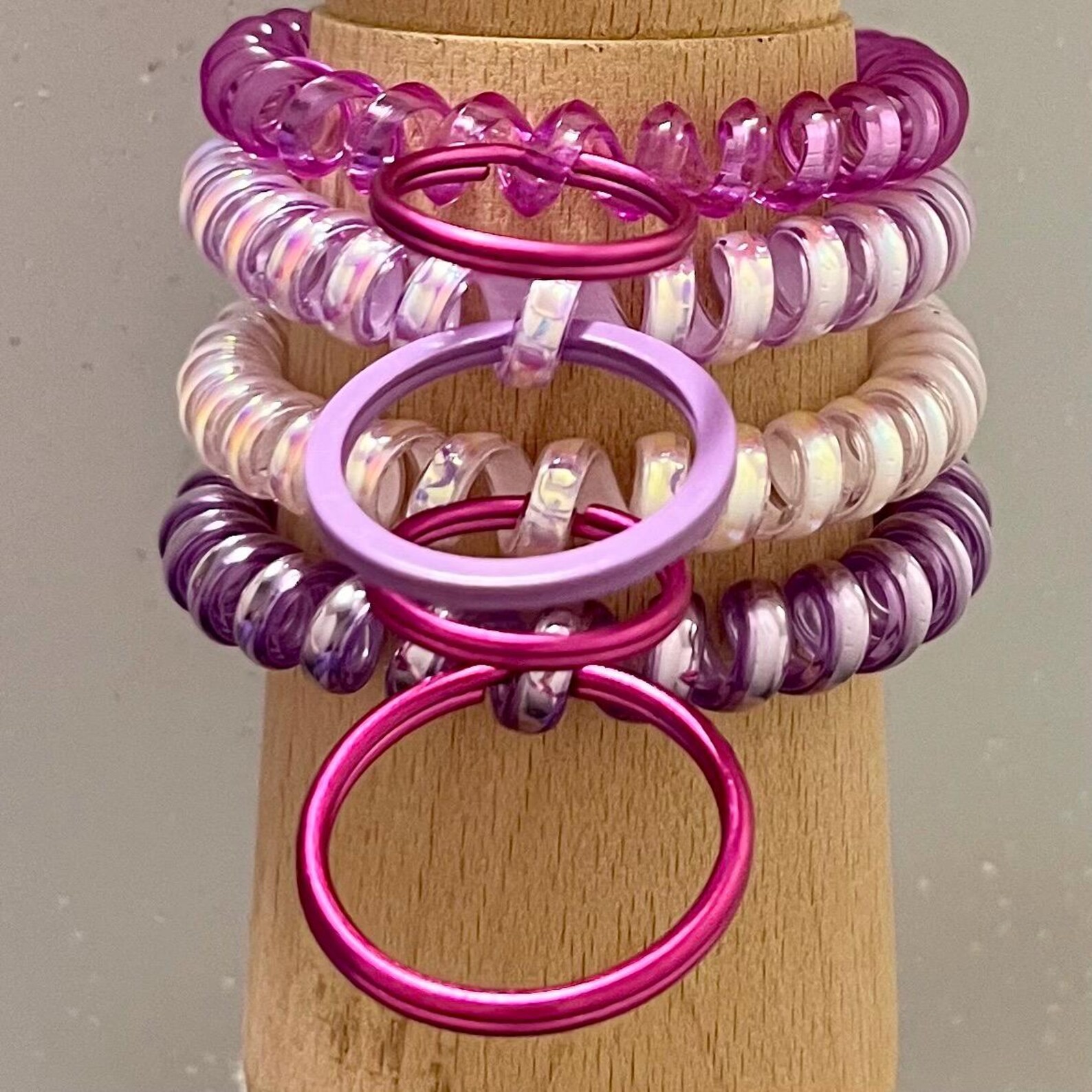 Spiral Keychain Purple Keychain Holographic Telephone Cord Keychain ...