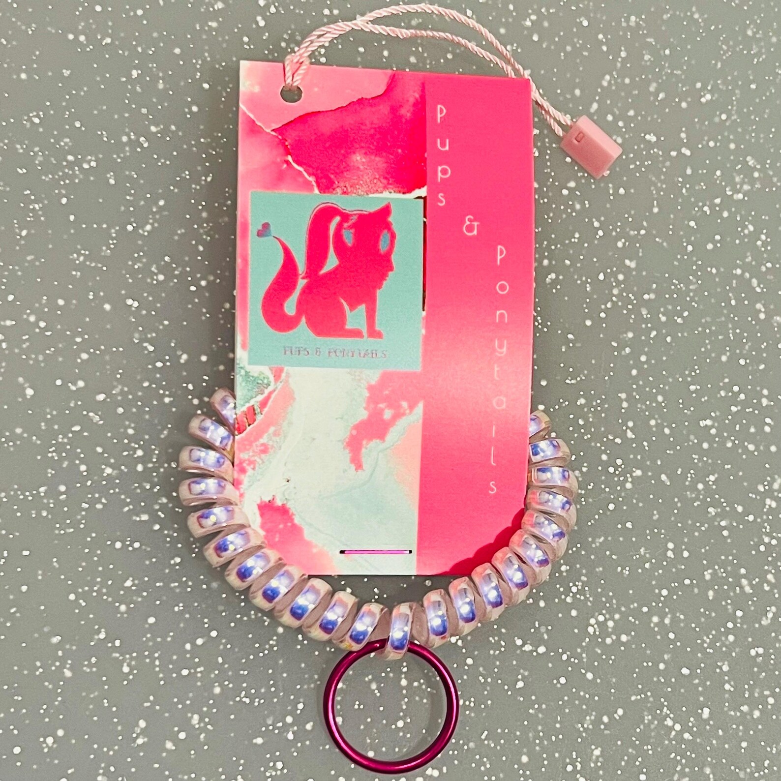 Spiral Keychain Purple Keychain Holographic Telephone Cord Keychain ...