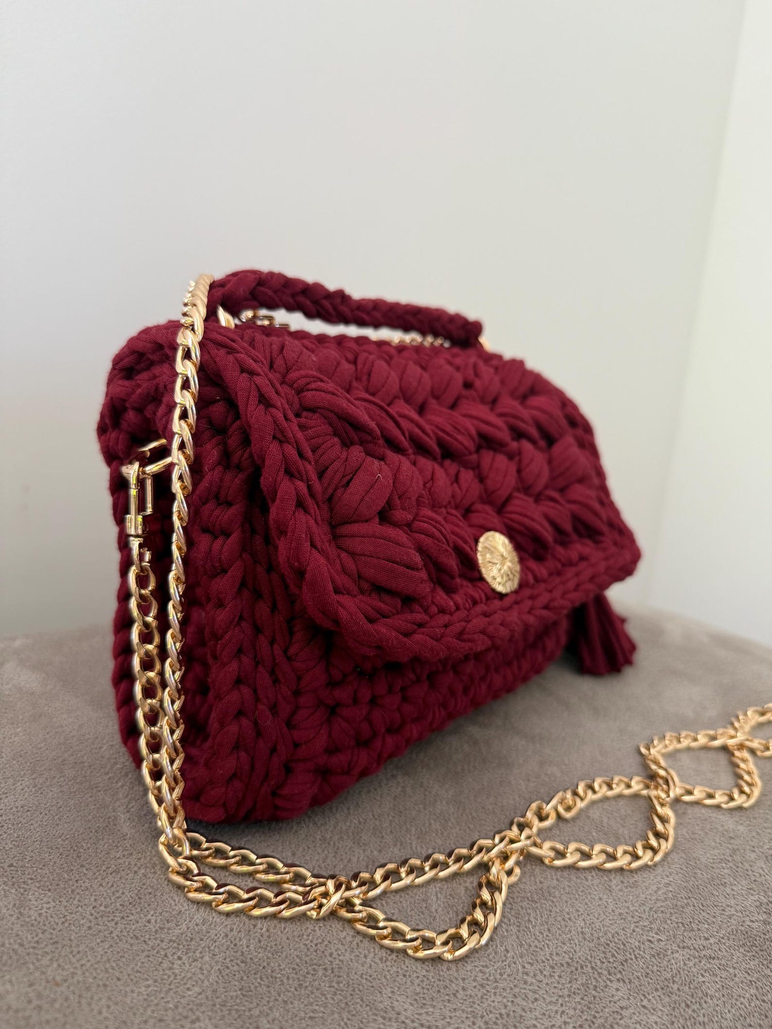 Handmade Crochet Bag - Burgundy Passion - Eco-friendly Yarn - Small ...