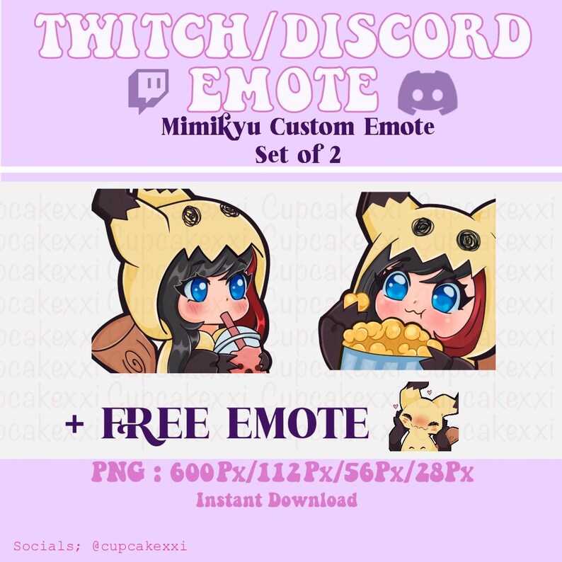 Mimikyu Set of 2 Emotes | Customizable | + Free Emote Gift | Twitch ...