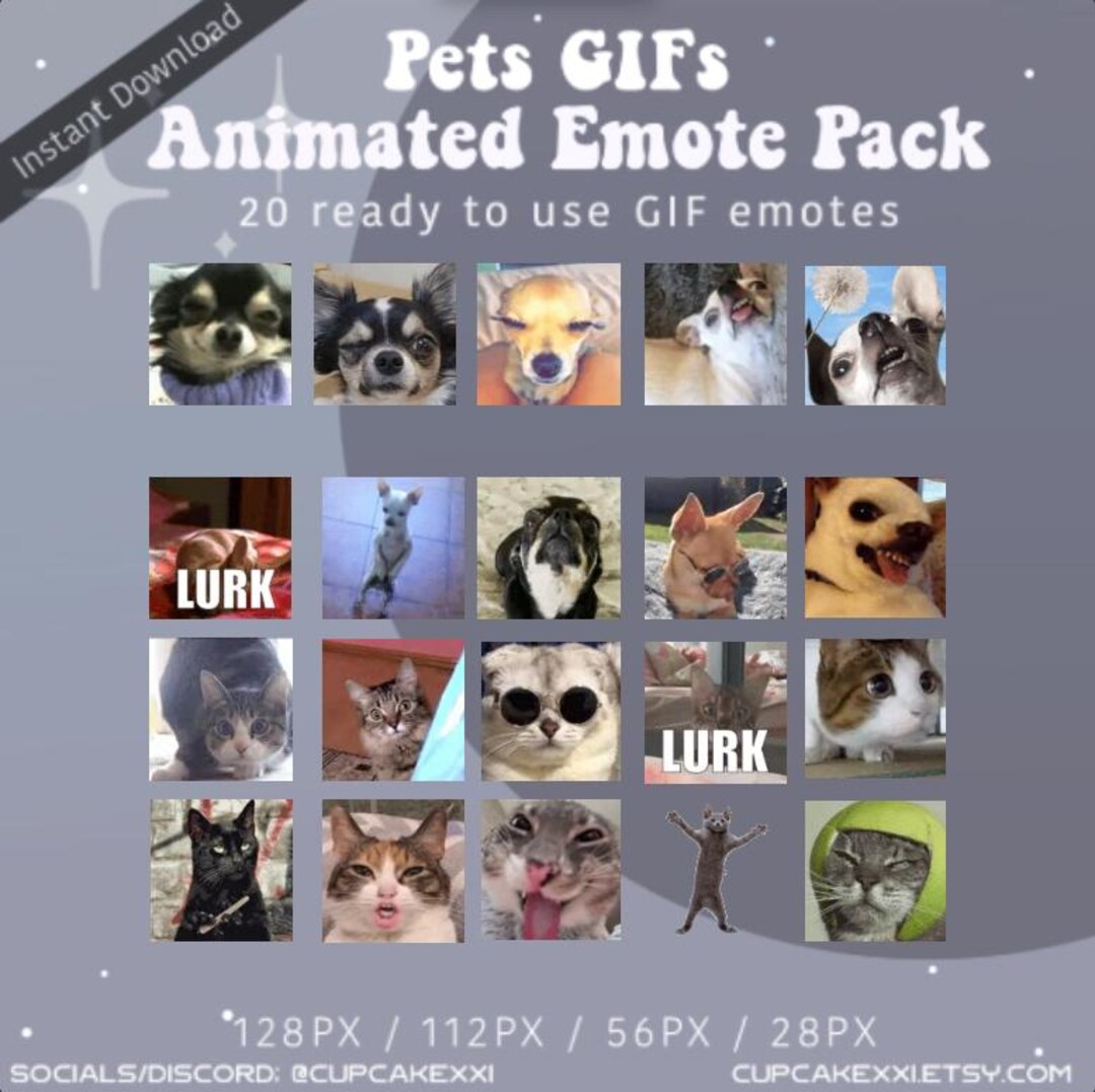 20 Animated Pet Emotes | Meme GIF | Twitch | Instant Download Files ...