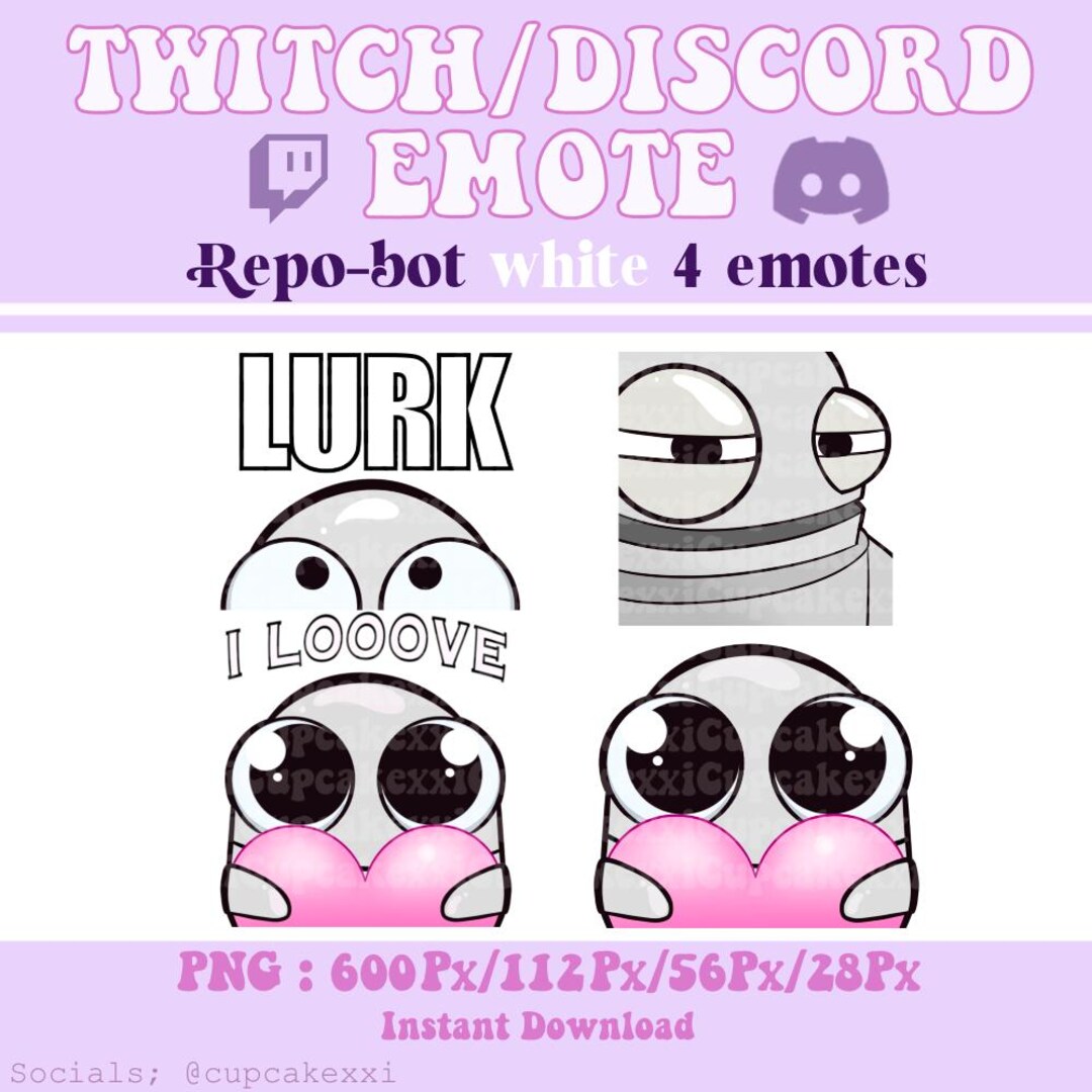 Repo Bot White | 4 Emotes | Twitch Emote & Discord Sticker - Etsy