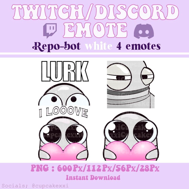 Repo Bot White | 4 Emotes | Twitch Emote & Discord Sticker - Etsy