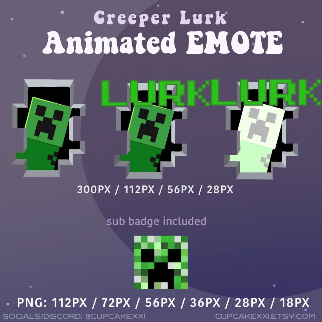 Creeper Lurk Animated Emote (instant Download) | Twitch - Etsy Australia