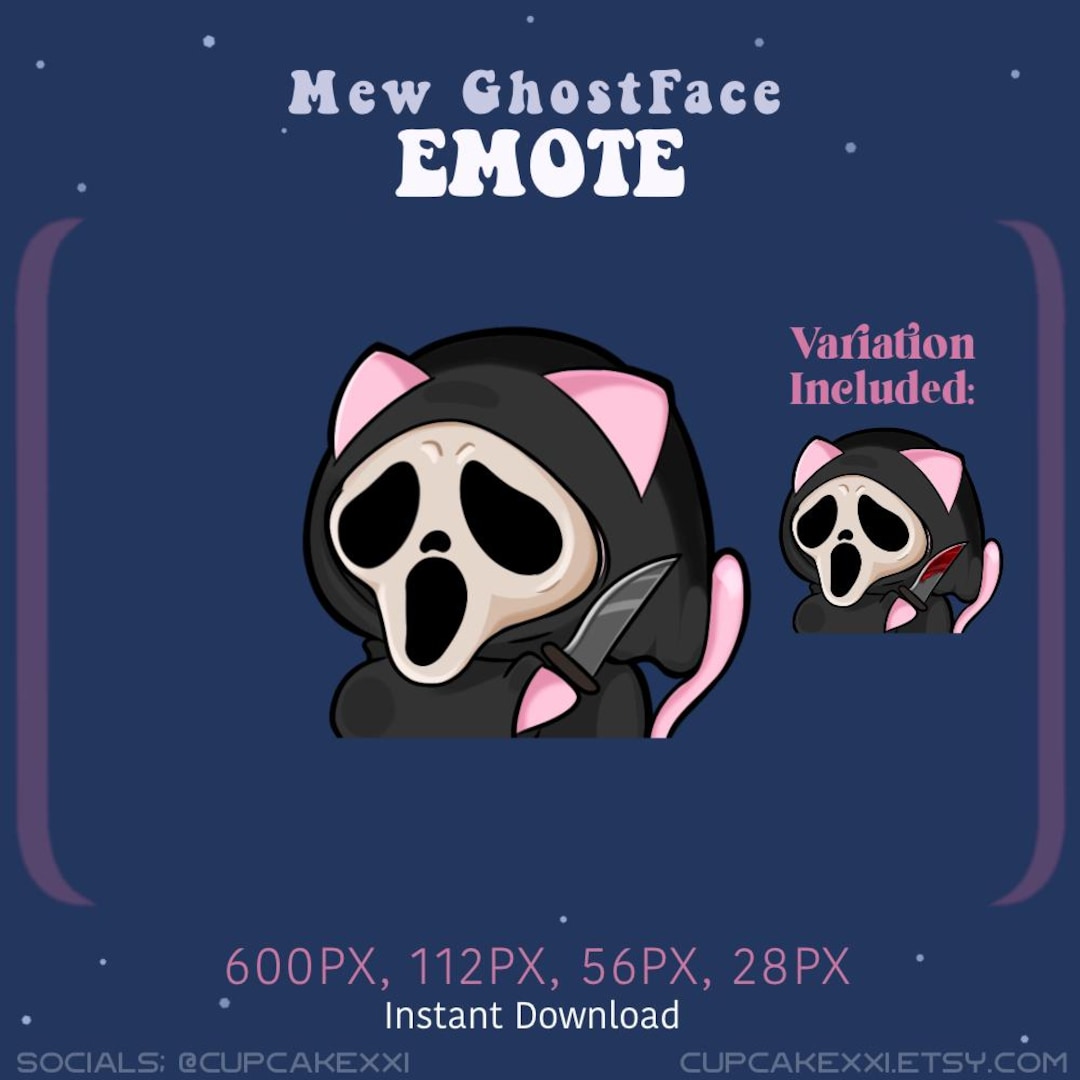 Mew Spooky Emote | Ghost Face | Instant Download | Twitch Emote | Free ...