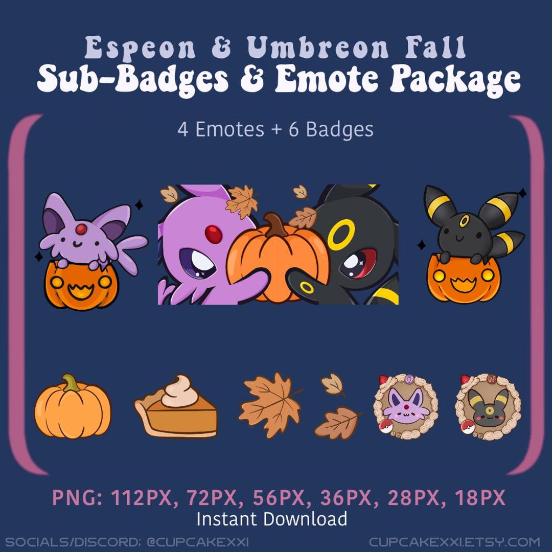 Espeon and Umbreon Fall Emotes and Sub Badges (instant Download) - Etsy