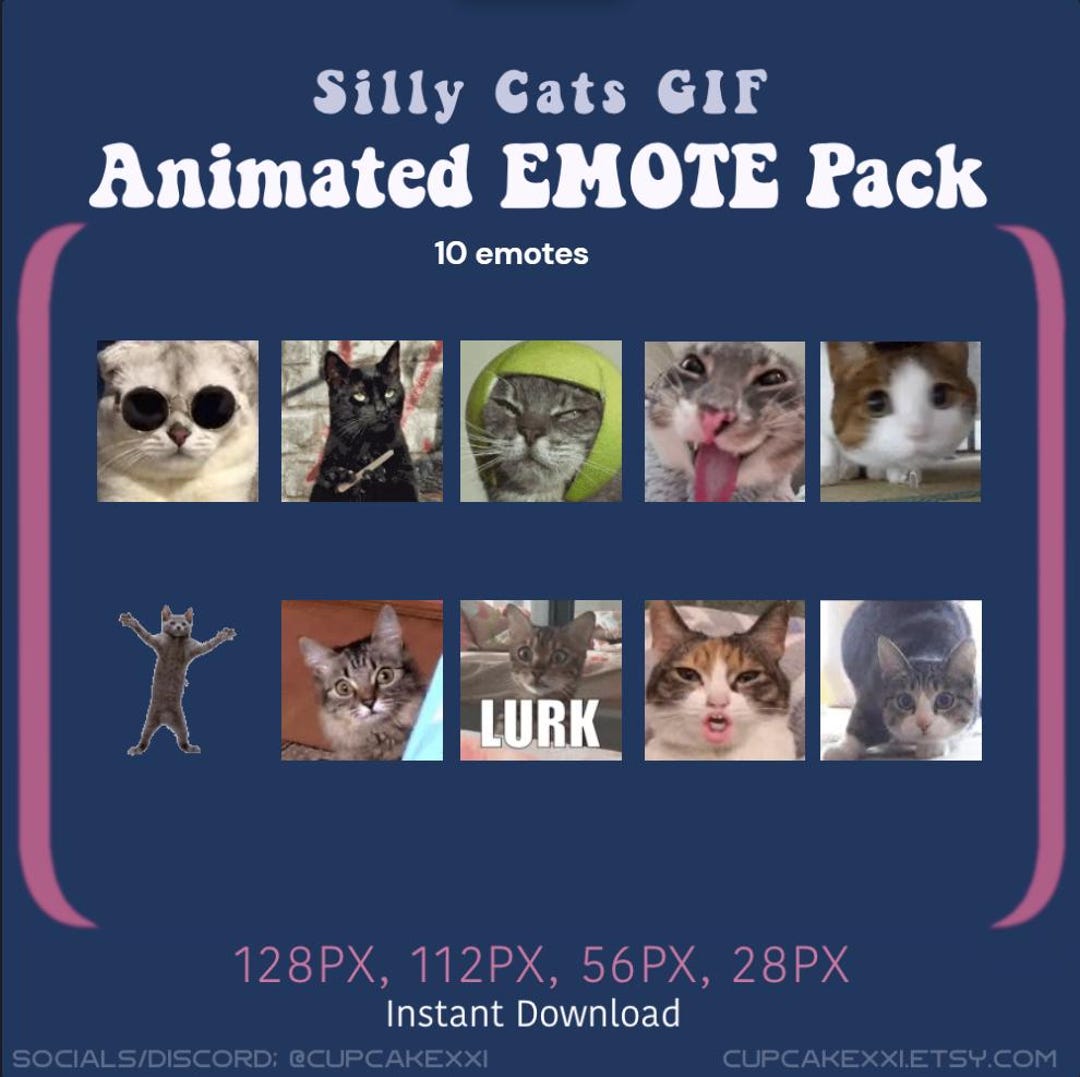10 Animated Cat Emotes | Meme GIF | Twitch | Instant Download Files ...