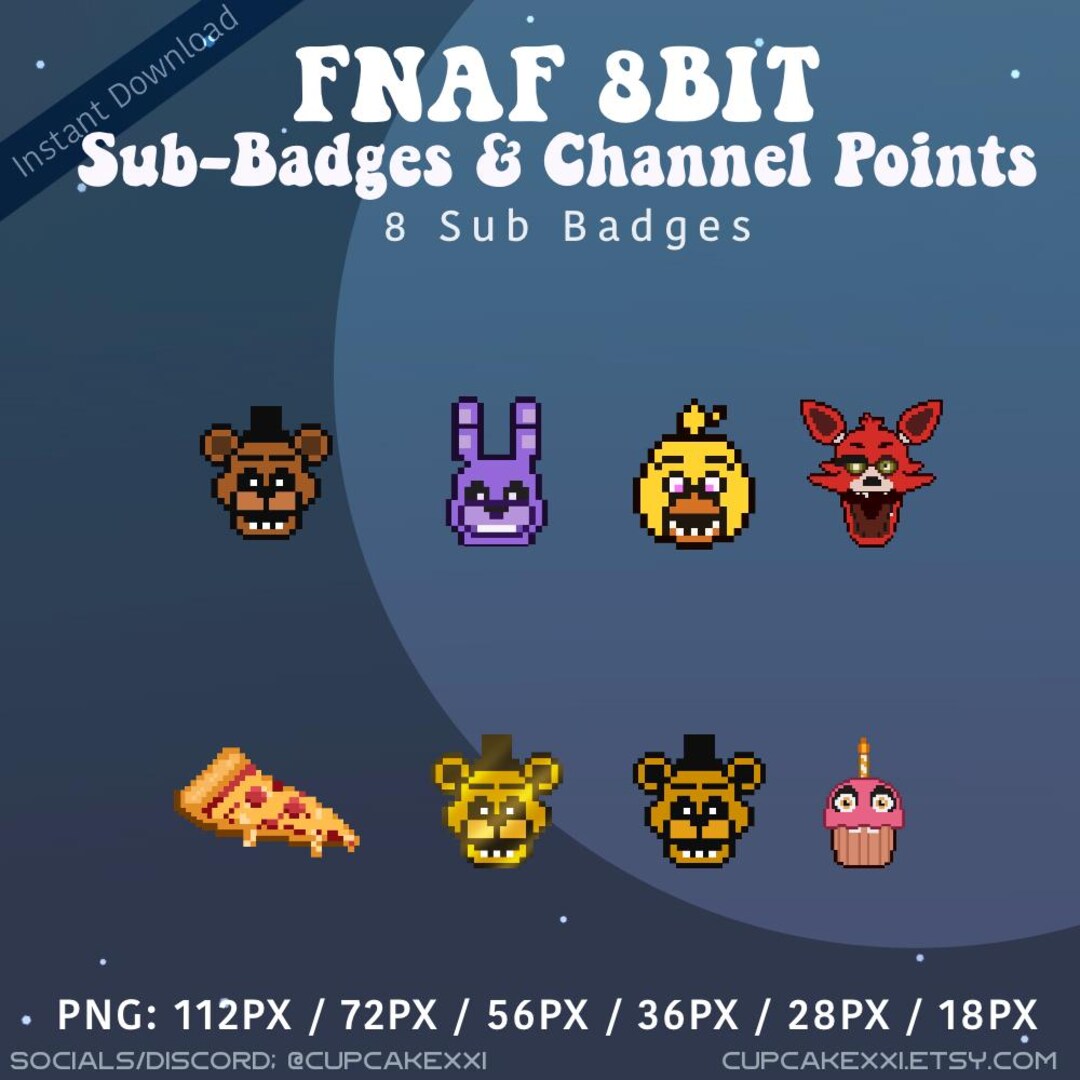 8 FNAF Pixel Sub-badges (instant Download) | Twitch | 8bit Channel ...