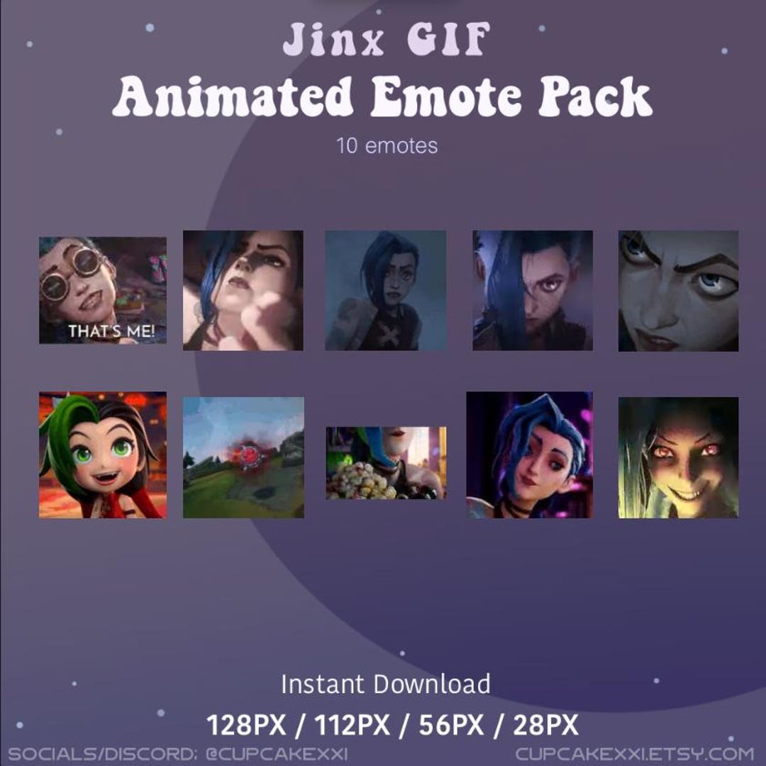 10 Jinx GIF Emotes | Arcane | League of Legends | Twitch Emote ...