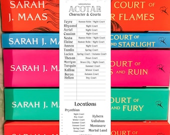 ACOTAR Character Bookmark, Cheat Sheet, Rhysand, Feyre, Velaris ...