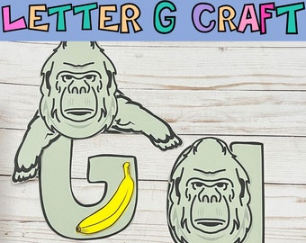 Letter G Gorilla Printable Color in or Print in Color Cut and Paste ...