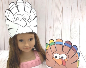 Thanksgiving Turkey Paper Crown, Kids Harvest Costume, Kindergarten ...