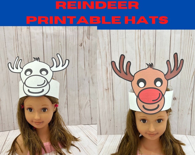 Reindeer Paper Crown Printable - Etsy Canada
