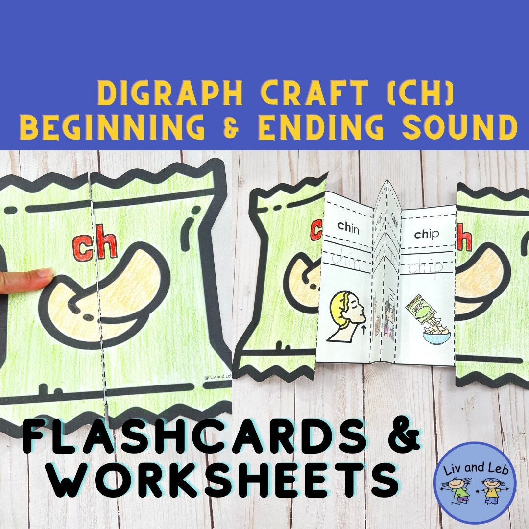 Digraph Craft- Consonant Digraph Flashcards- Digraph Worksheets- CH ...