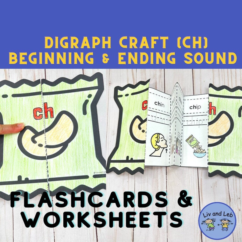 Digraph Craft- Consonant Digraph Flashcards- Digraph Worksheets- CH ...