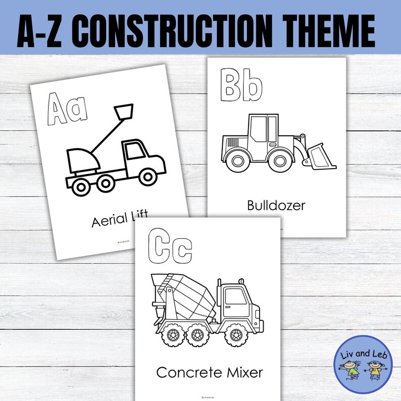 Construction ABC Coloring Pages - Etsy