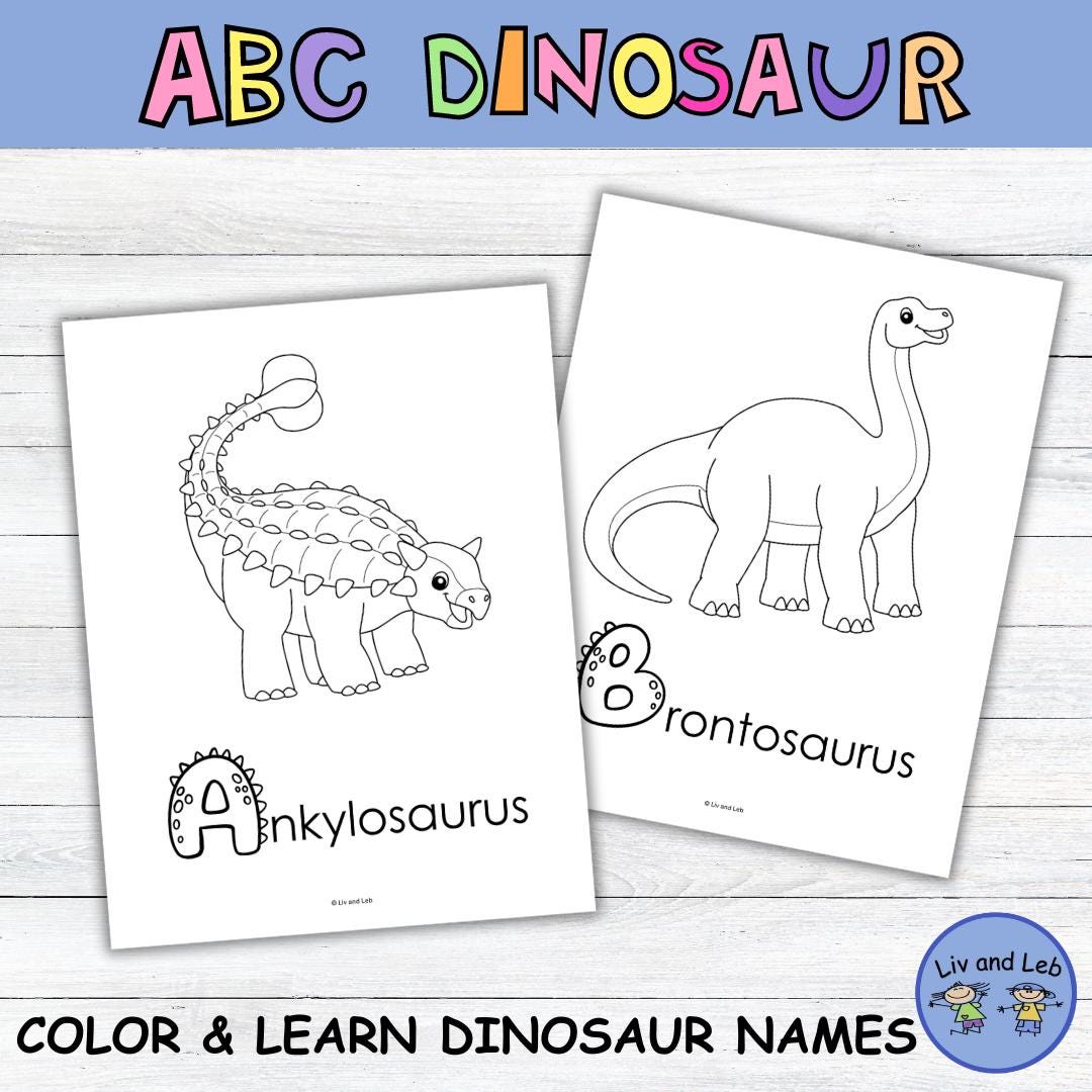 Dinosaur Alphabet Coloring Pages - Etsy