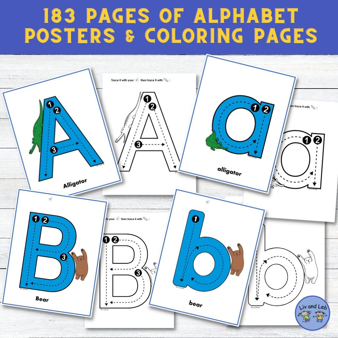 Alphabet Posters and Alphabet Color Pages - Etsy