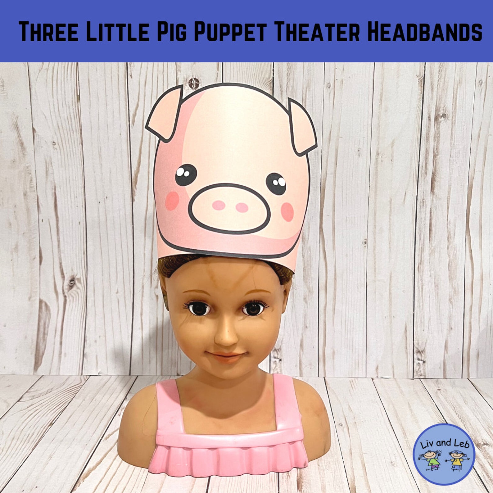 Three Little Pig Paper Hats-color and B&W - Etsy