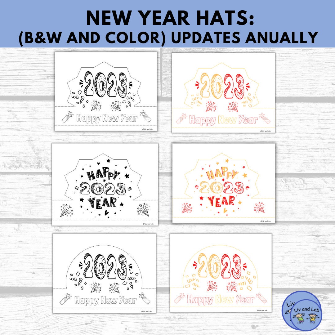 New Year Eve Printable Hat- Kids New Years 2023 Paper Crown - Etsy
