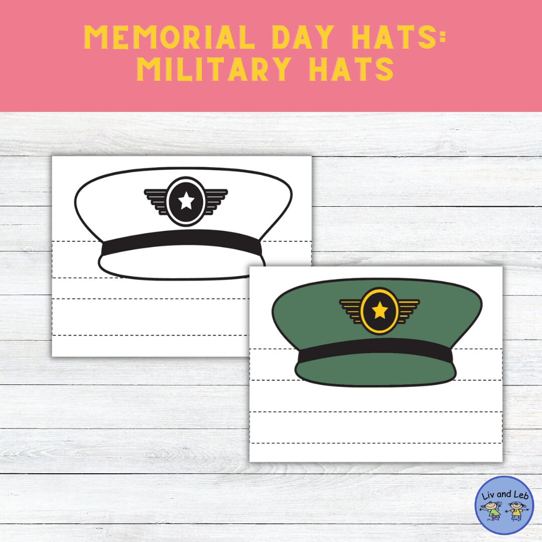 Memorial Day Paper Hat Craft- US Military Hat - Etsy