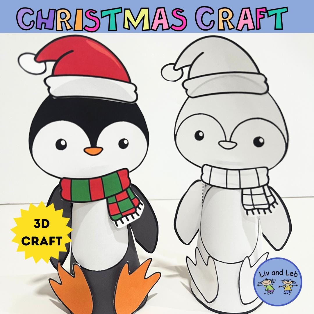 Christmas Penguin 3D Craft | Winter Craft | December Activity - Etsy