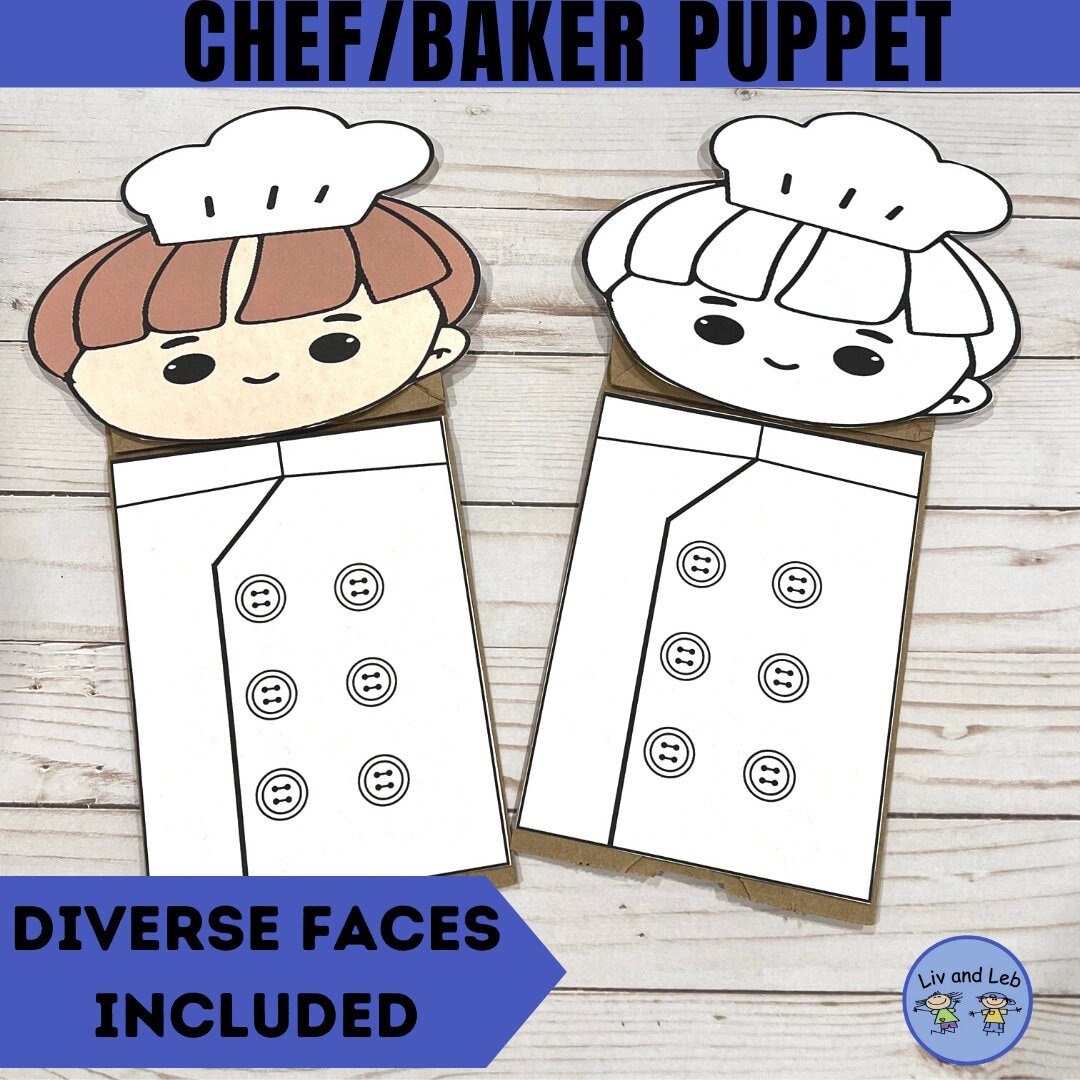 Chef Community Helpers Craft Chef Hand Puppet Kids Craft - Etsy