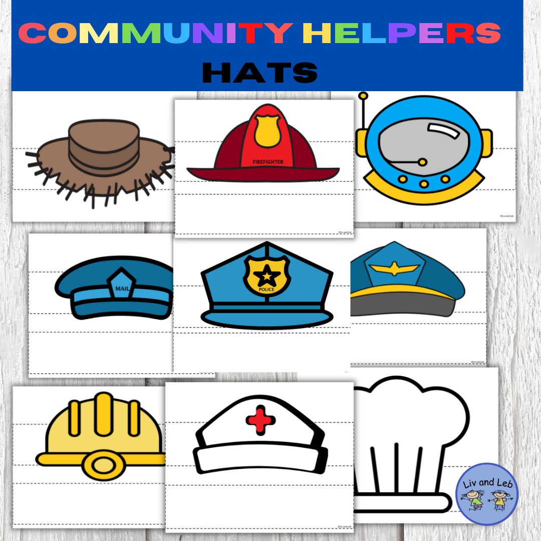 Community Helper Craft-birthday Hats-costume Dramatic Play - Etsy