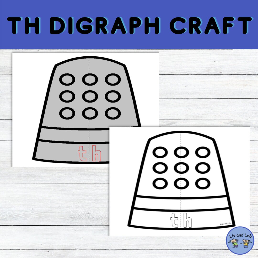 Consonant Digraph Craft "th", Digraph Flashcards, Digraph Worksheets - Etsy