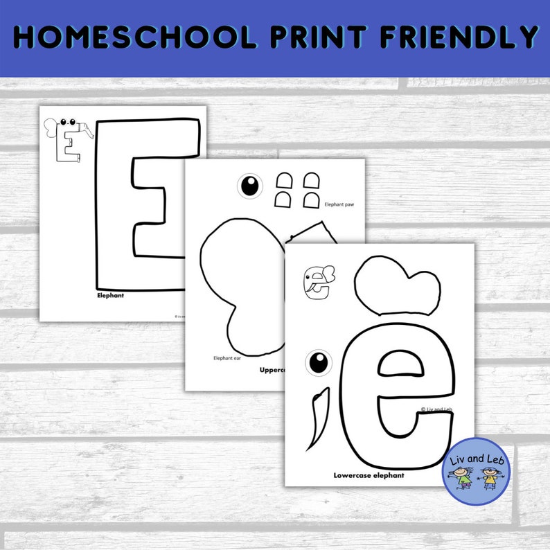 Letter E Elephant Craft: Alphabet Phonics (printable) - Etsy