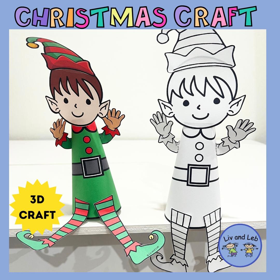 Christmas Elf 3D Paper Craft | Winter Activity - Etsy