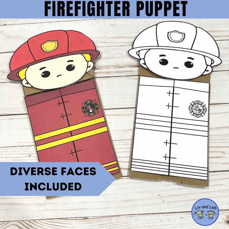 Firefighter Craft Puppet Fireman Paper Craft - Etsy