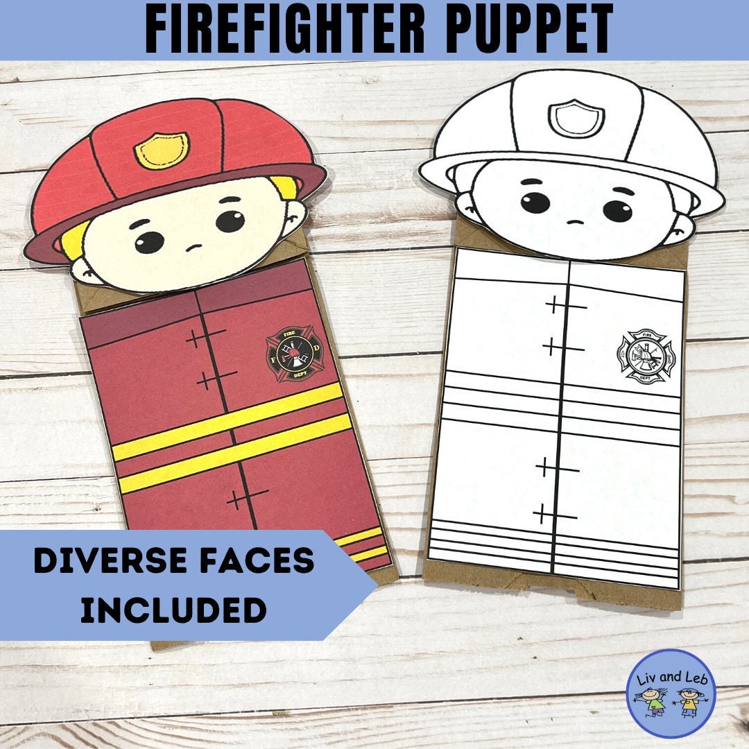Firefighter Craft Puppet Fireman Paper Craft - Etsy