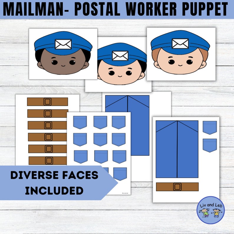 Mailman Postal Worker Craft Community Helpers Puppet - Etsy