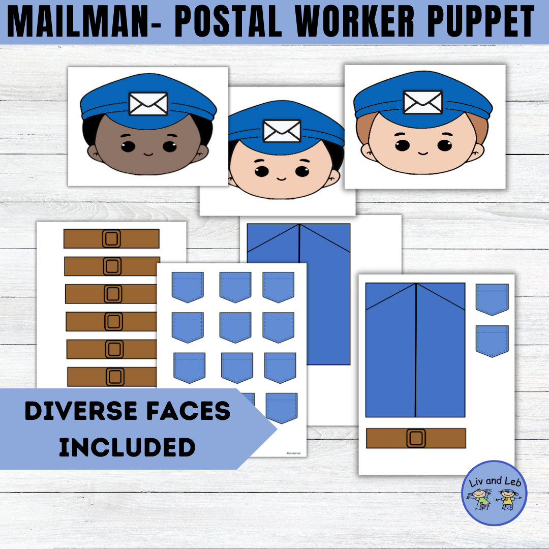 Mailman Postal Worker Craft Community Helpers Puppet - Etsy