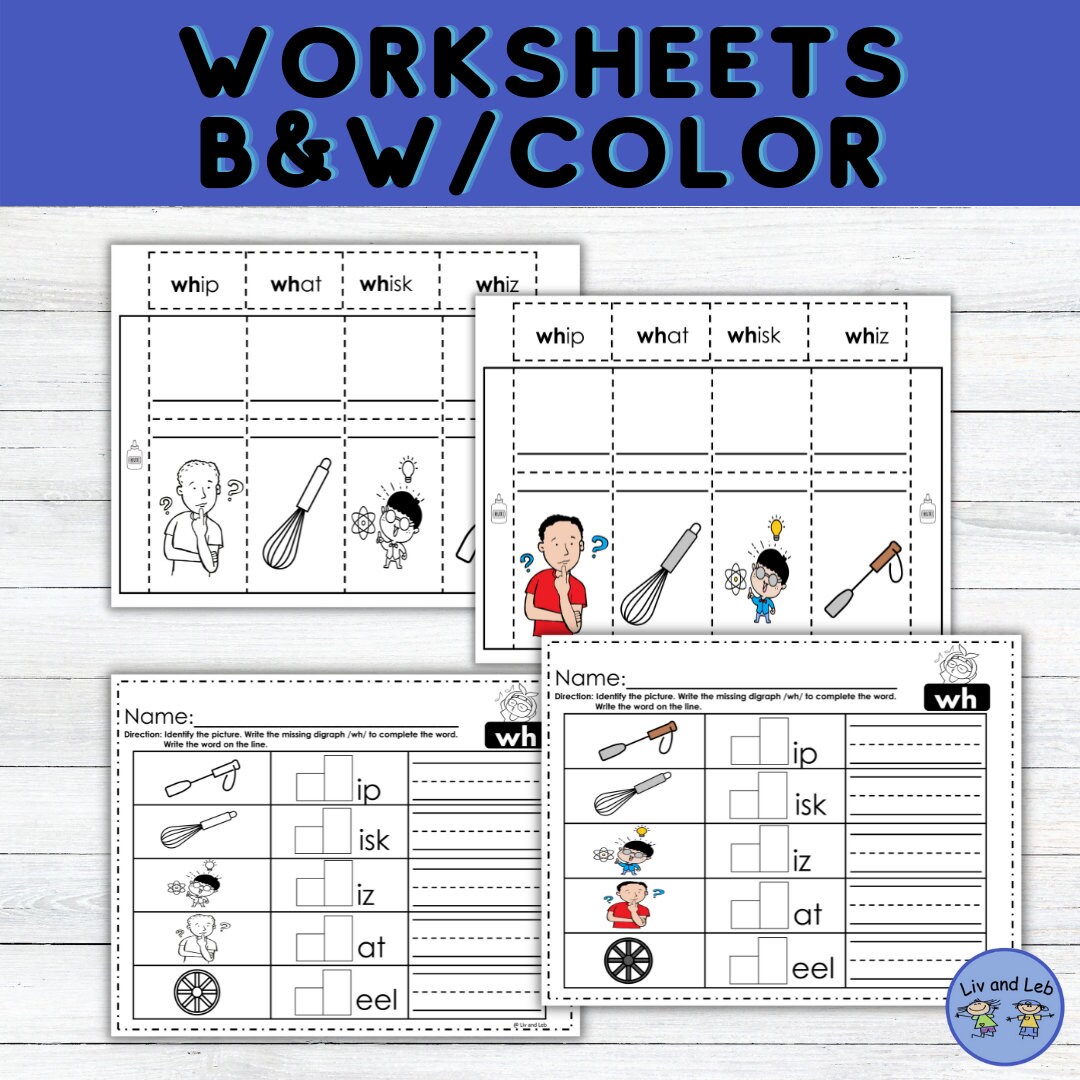 Consonant Digraph Craft "wh", Digraph Flashcards, Digraph Worksheets - Etsy