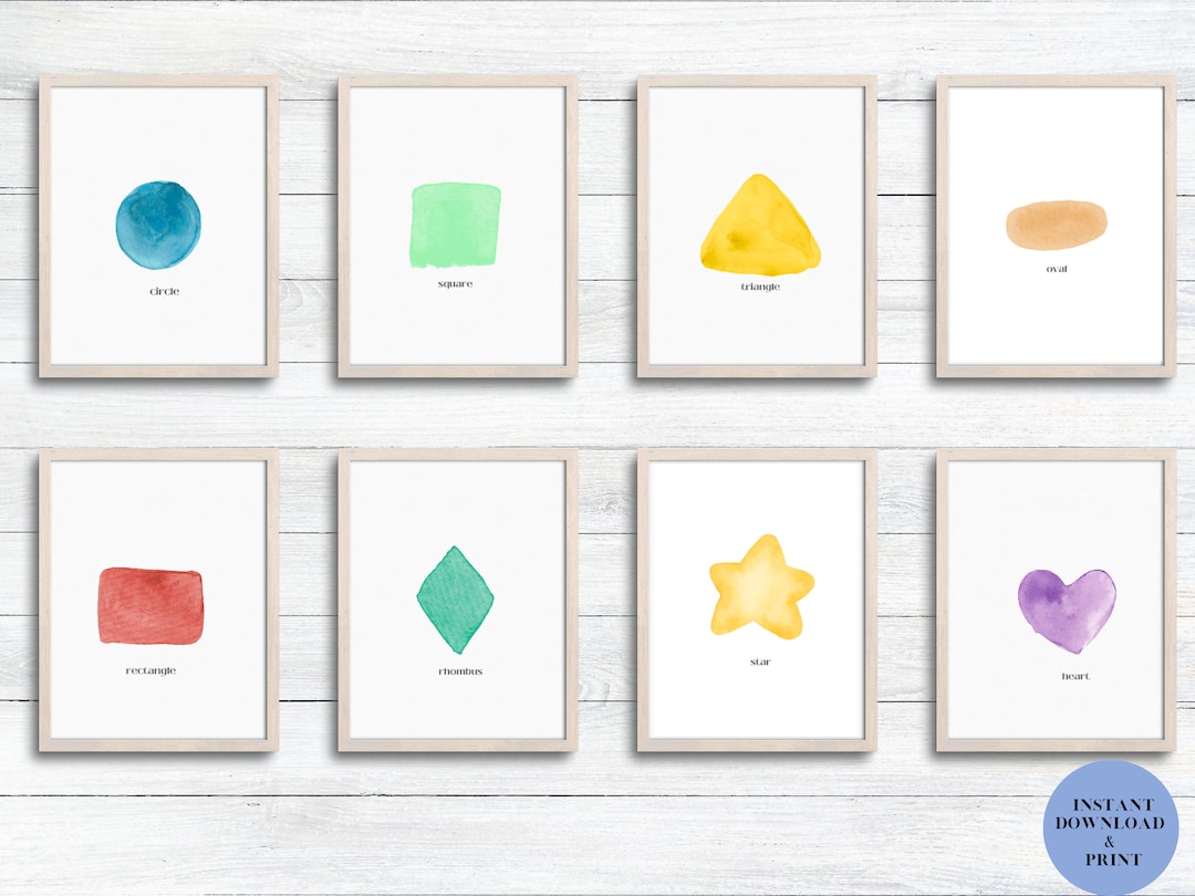 Watercolor Shapes Nursery Wall Art: Montessori Classroom Decor (PDF ...
