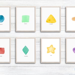 Watercolor Shapes Nursery Wall Art: Montessori Classroom Decor (PDF ...
