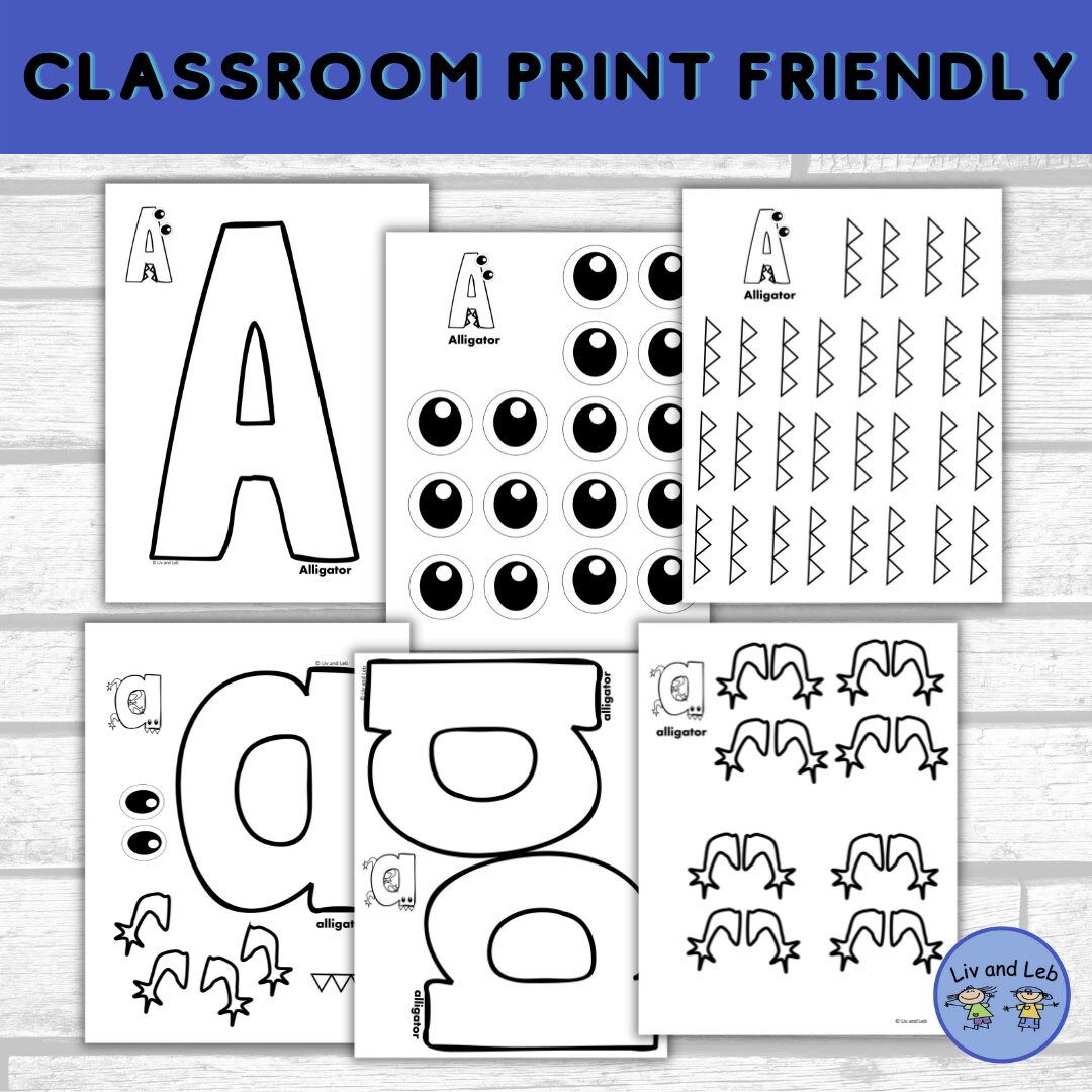 Letter A Alligator Craft: Alphabet Phonics (PDF) - Etsy