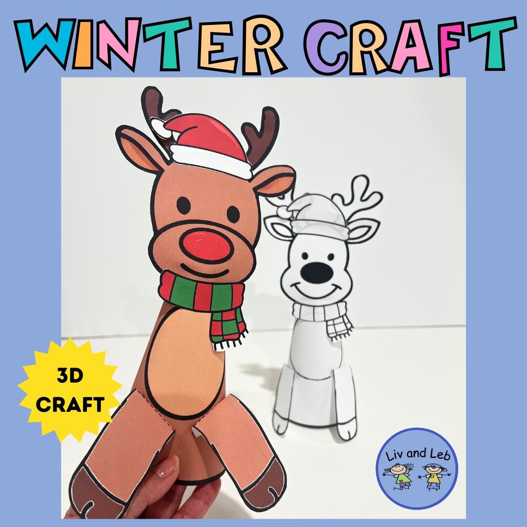 Christmas Reindeer 3D Paper Craft | December Activity - Etsy