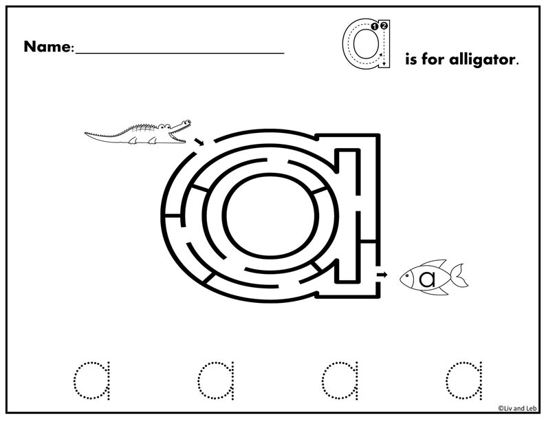 Alphabet Maze, Uppercase and Lowercase Letter Maze Worksheets - Etsy