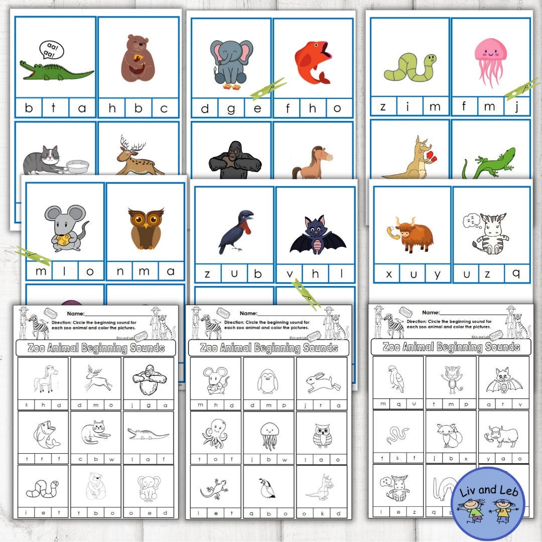 Alphabet Preschool Activity- Beginning Sounds Clip Card - Etsy
