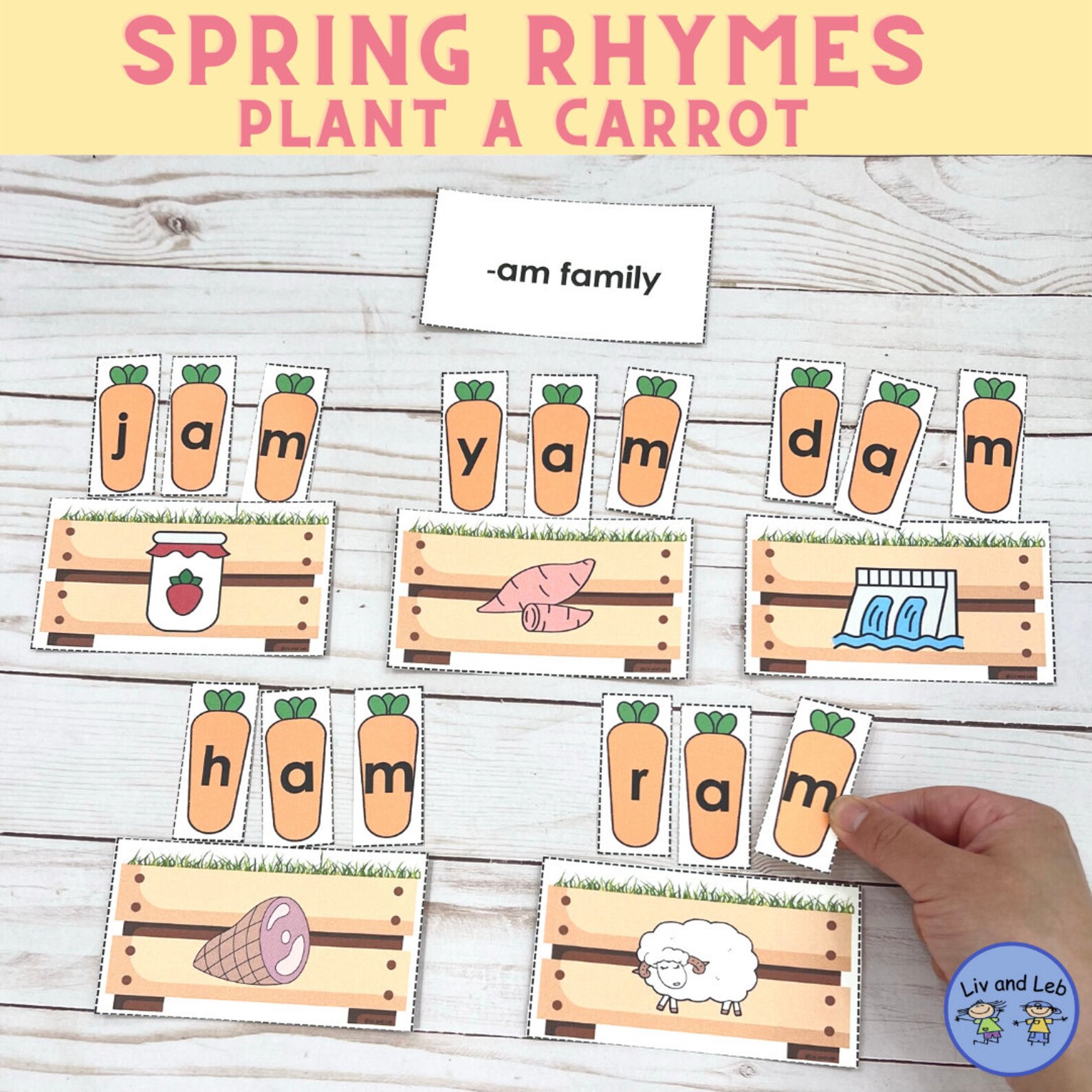 Spring CVC Rhymes- Planting Carrots- 164 Pages - Etsy