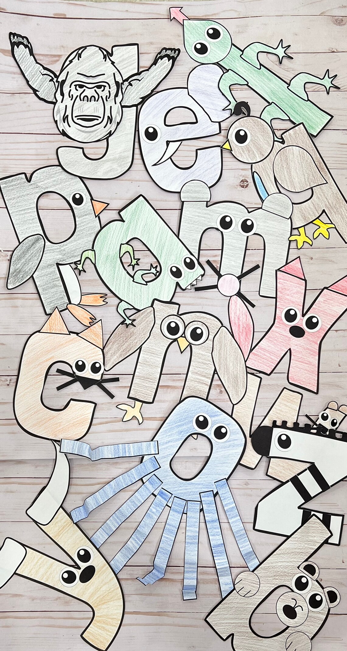 Alphabet Paper Craft- Zoo Animal Alphabet Craft- Letter Crafts for Kids ...