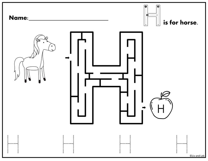 Alphabet Maze, Uppercase and Lowercase Letter Maze Worksheets - Etsy