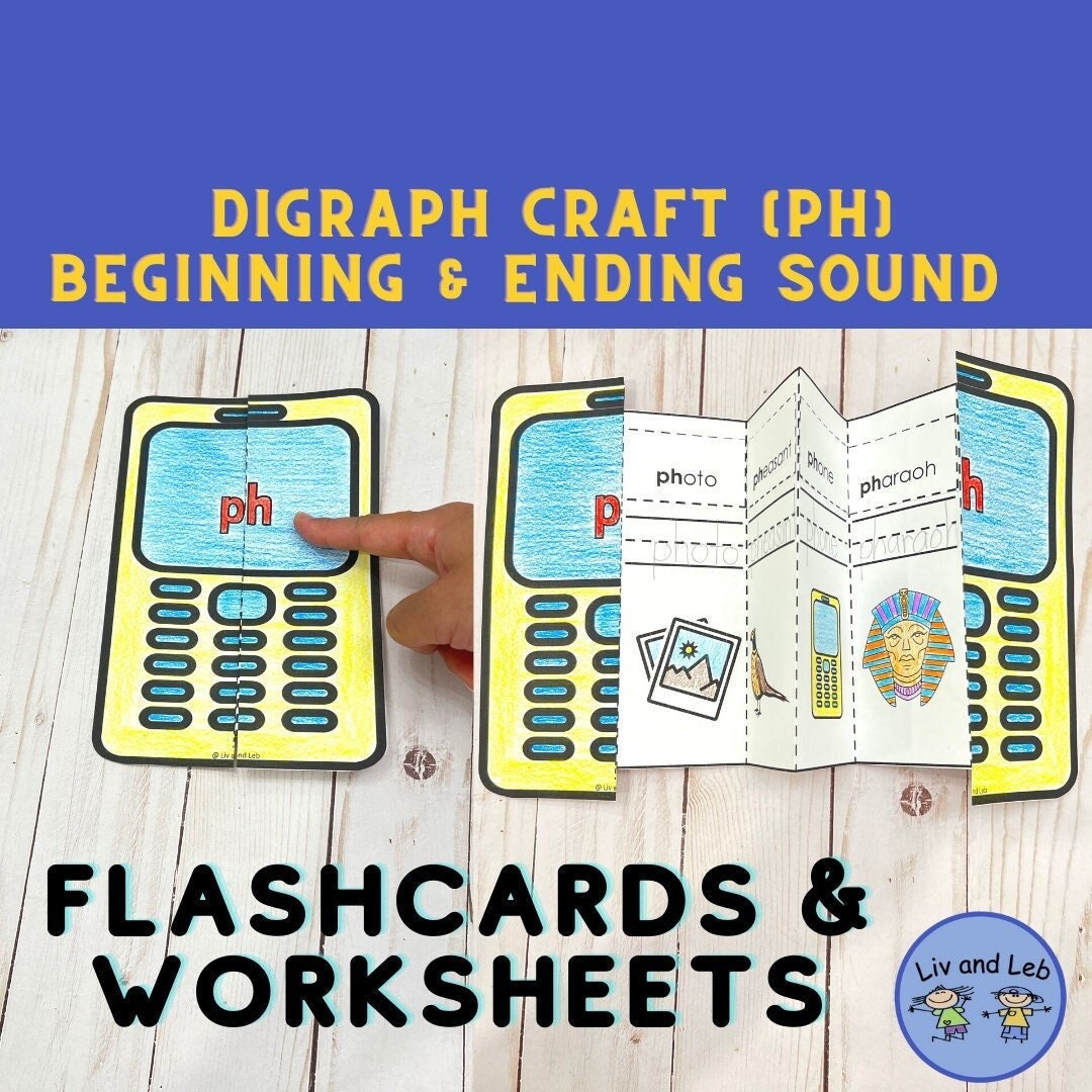 Digraph Craft- Consonant Digraph Flashcards- Digraph Worksheets- PH ...