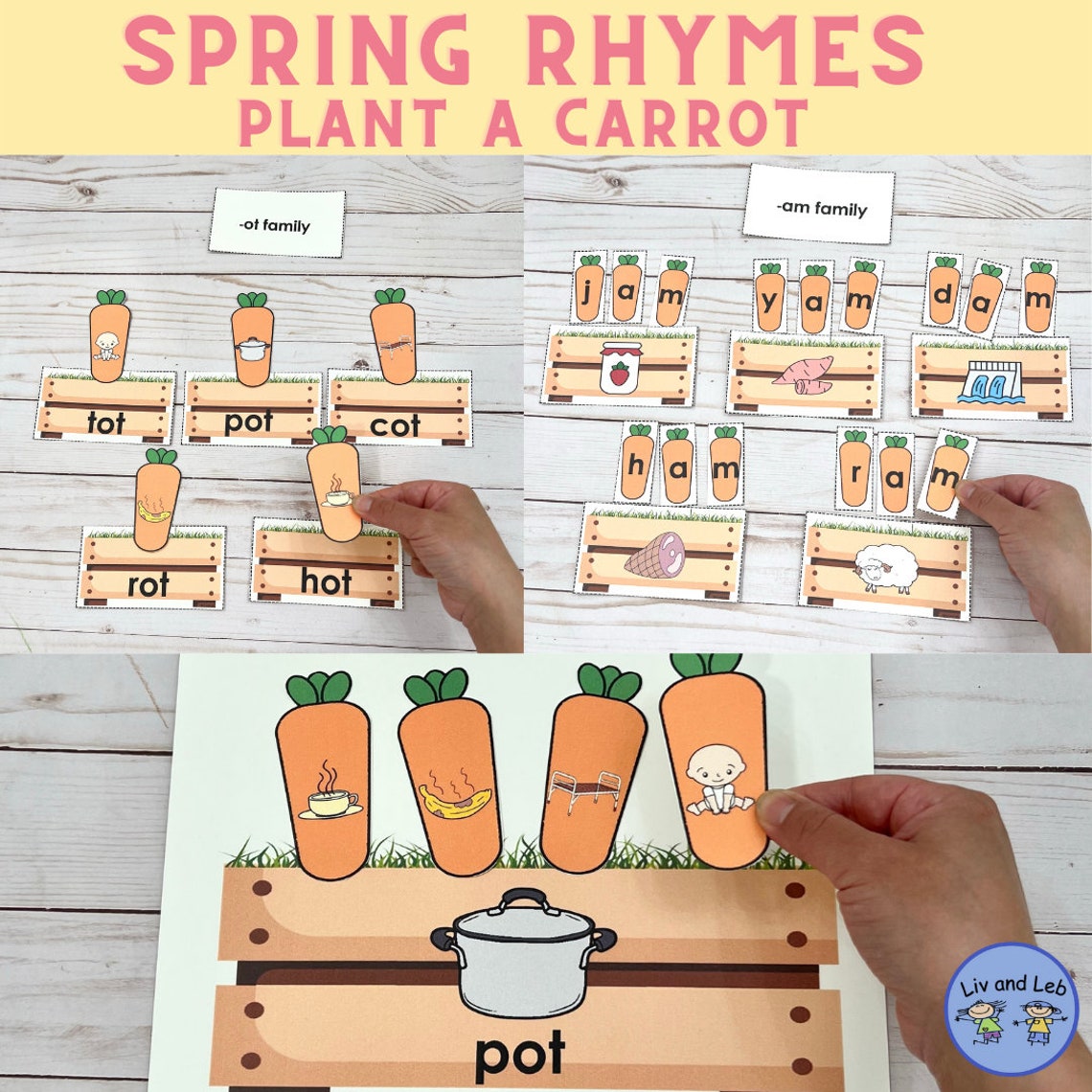 Spring CVC Rhymes- Planting Carrots- 164 Pages - Etsy