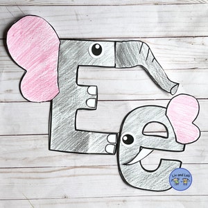 Letter E Elephant Craft: Alphabet Phonics (printable) - Etsy