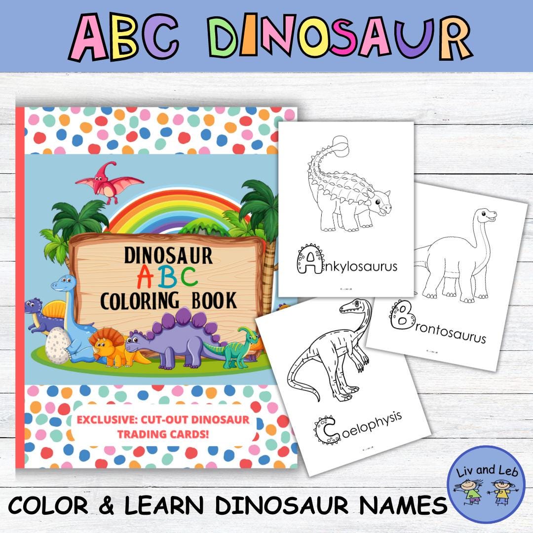 Dinosaur Alphabet Coloring Pages - Etsy